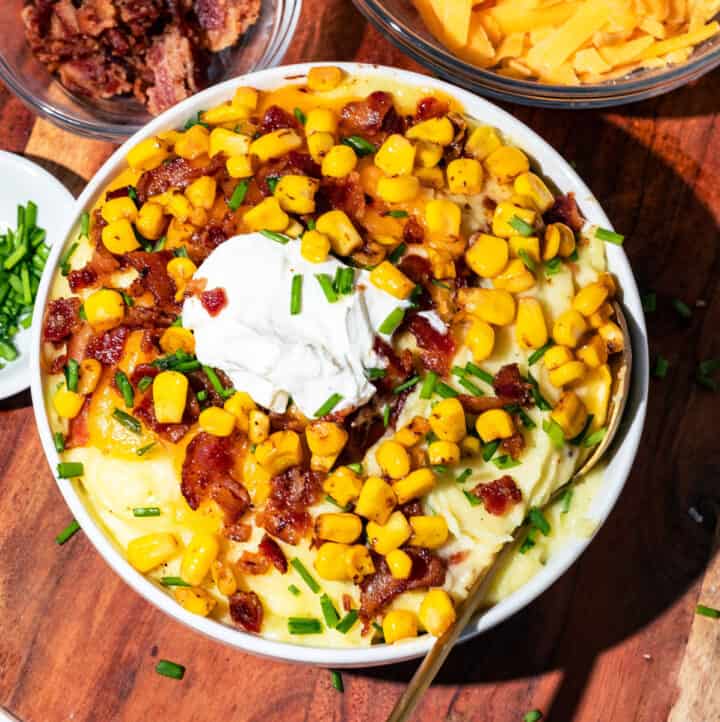 Easy Loaded Mashed Potato Bowls - allinthefamilyrecipes.com